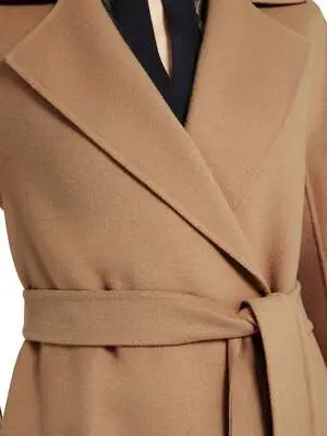 Max Mara Belted Midi Coat In Double-drap Wool, Cashmere, And Silk - Brown
