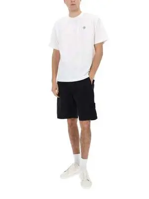 Stone Island Cotton Cargo Shorts With Logo Patch
