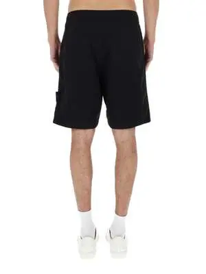 Stone Island Cotton Cargo Shorts With Logo Patch