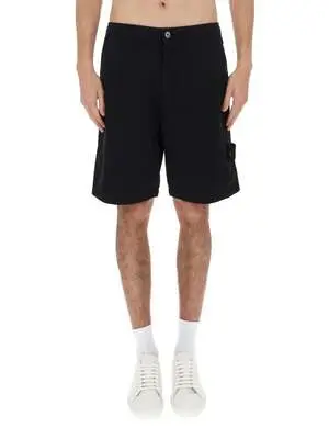 Stone Island Cotton Cargo Shorts With Logo Patch