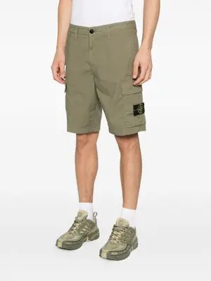 Stone Island Cotton Cargo Shorts With Logo Patch - Multicolor