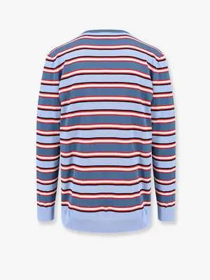Dior Cotton Sweater With Striped Pattern And Embroidered Logo