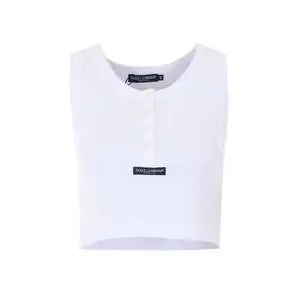 DOLCE & GABBANA DOLCE & GABBANA Cropped Ribbed Tank Top With Frontal Logo