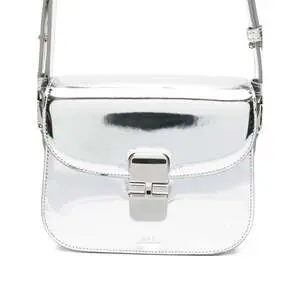 A.p.c. Rectangular Shoulder Bag With Turnlock Fastening - Silver