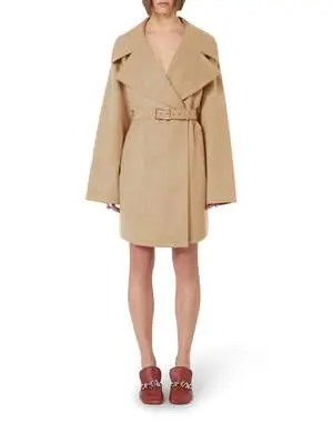Sportmax Short Wool Coat With Belt - Multicolor