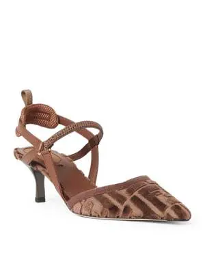 Fendi Colibrì Lite Slingback In Velvet Ff - Multicolor