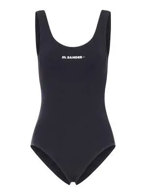 JIL SANDER Logo Print One-piece Swimsuit - Black