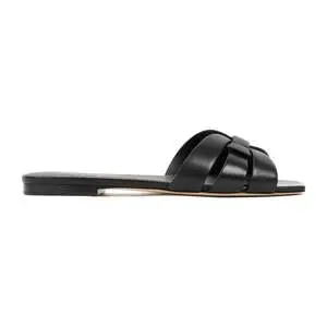 Saint Laurent Leather Tribute Flats - Black