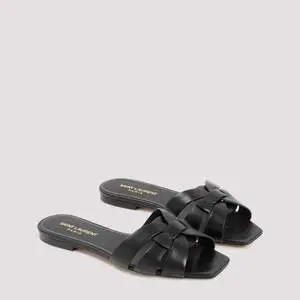Saint Laurent Leather Tribute Flats - Black