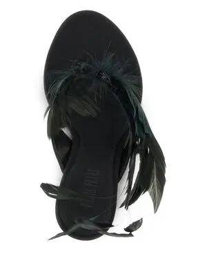 Paris Texas Feather Thong Mule
