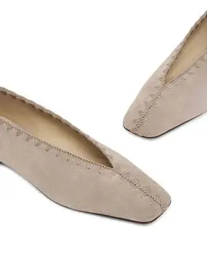 Giorgio Armani Suede Ballerinas With Embroidered Detailing