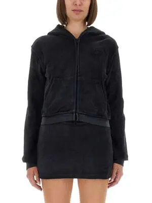 Alexander Wang Cotton Terry Zip Up Hoodie - Black