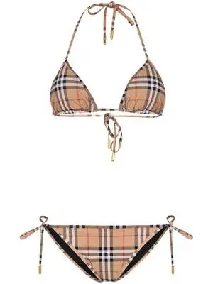 Burberry Check Triangle Bikini - Cream