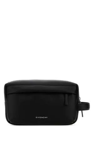 Givenchy Calf Leather Beauty Case With Silver Tone Finishing - Black