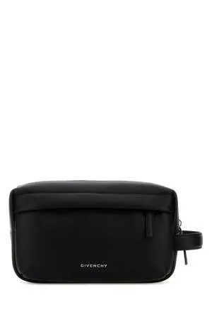 Givenchy Calf Leather Beauty Case With Silver Tone Finishing - Black