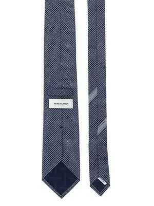 FERRAGAMO Gancini Printed Silk Jacquard Neck Tie
