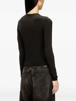 DIESEL® Long Sleeve Ribbed Top With Logo Detail
