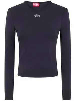 DIESEL® Long Sleeve Ribbed Top With Logo Detail