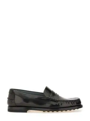 TOD'S Calfskin Leather Loafers - Black