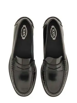TOD'S Calfskin Leather Loafers - Black