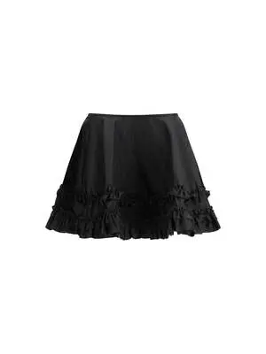 GANNI Duchesse Nylon Mini Frill Skirt - Black