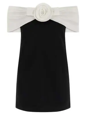 SELF-PORTRAIT Off-the-shoulder Crêpe Flower Mini Dress - Multicolor