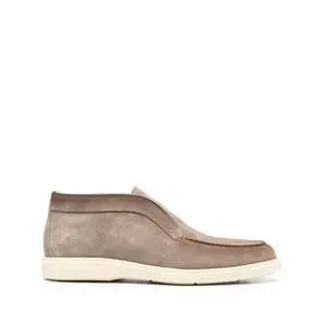 Santoni Sand Beige Suede Slip-on Boots - Brown