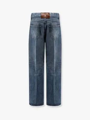Celine Straight Leg Denim Jeans With Back Logo Label