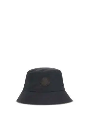 Moncler Cotton And Nylon Bucket Hat With Leather Trim - Blue