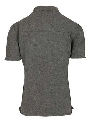 Miu Miu Cashmere Polo Shirt With Logo Patch - Gray