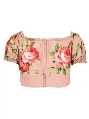 Dolce & Gabbana Rose Bouquet Print Cropped Top