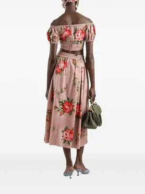 Dolce & Gabbana Rose Bouquet Print Cropped Top