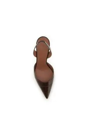 Amina Muaddi Holli Slingback Pumps - Brown