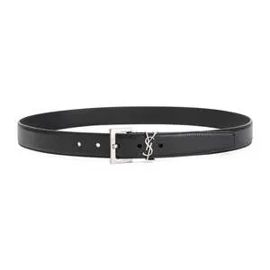 Saint Laurent Grained Calf Leather Belt - Black