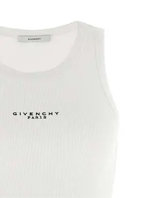 Givenchy Ribbed Cotton Top With Embroidered Logo - White