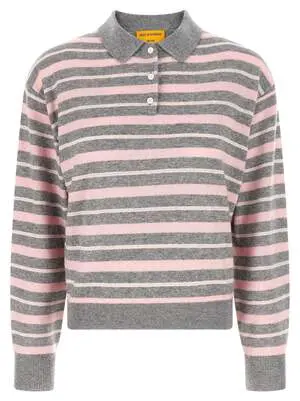 GUEST IN RESIDENCE GUEST IN RESIDENCE Collegiate Stripe Cashmere Polo Sweater