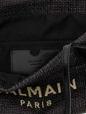Balmain Shooping Track-small Raffia Tote Bag