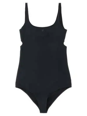 COURREGES One-piece Swimsuit With Front Logo And Back Cut-out Detail - Black