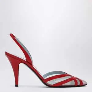 Valentino Garavani Leather & Mesh Slingback Heels - Red