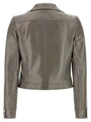 COURREGES Vinyl Jacket With Front Logo And Shirt Collar - Brown