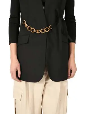 Givenchy Sleeveless V-neck Jacket With Chain Belt