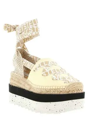 Stella McCartney Gaia Espadrilles With Logo Intarsia Ankle Tie - Yellow