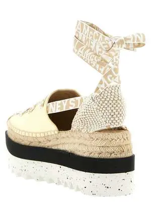 Stella McCartney Gaia Espadrilles With Logo Intarsia Ankle Tie - Yellow
