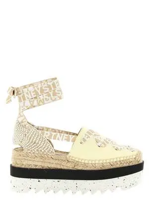 Stella McCartney Stella McCartney Gaia Espadrilles With Logo Intarsia Ankle Tie Yellow