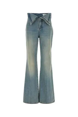 Alexander McQueen Wide Leg Denim Jeans - Blue