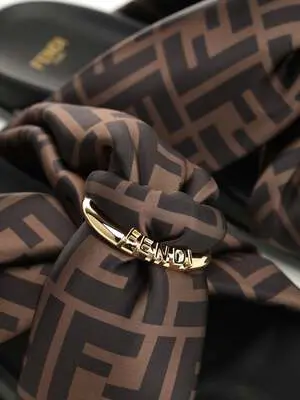 Fendi Flat Slides With Ff Motif - Brown