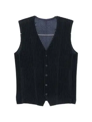 Issey Miyake Pleated V-neck Vest - Multicolor