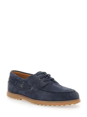 TOD'S Suede Boat Loafers With Lettering Logo - Multicolor