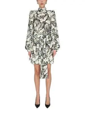 Saint Laurent Printed Band Collar Mini Dress
