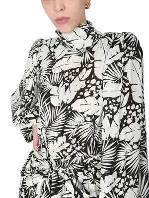 Saint Laurent Printed Band Collar Mini Dress
